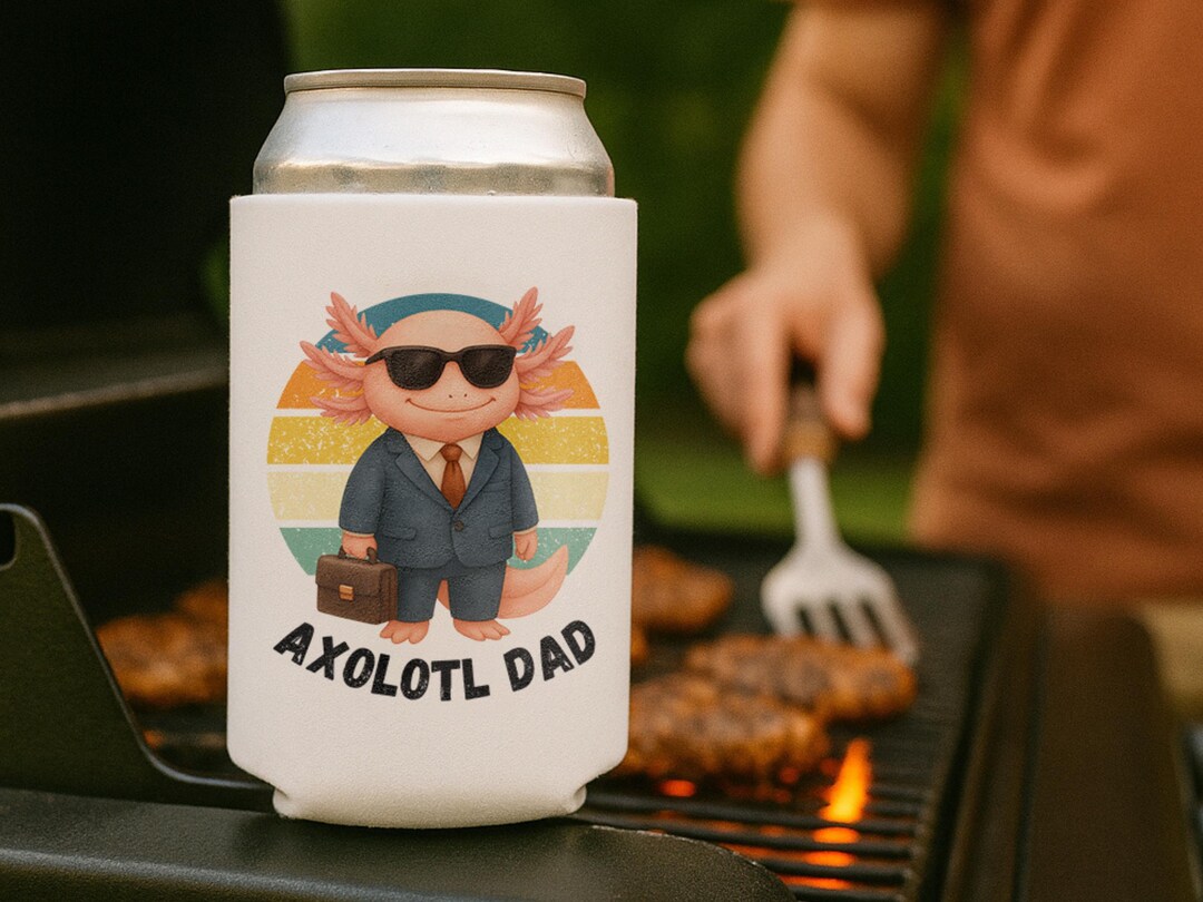 Axolotl Dad Can Cooler | Beverage Sleeve | Fathers Day | Cool Dadcore ...