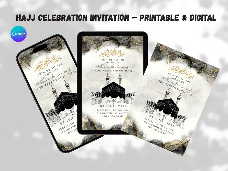 Editable Hajj Invitation Template This Hajj Mubarak Celebration Evite ...