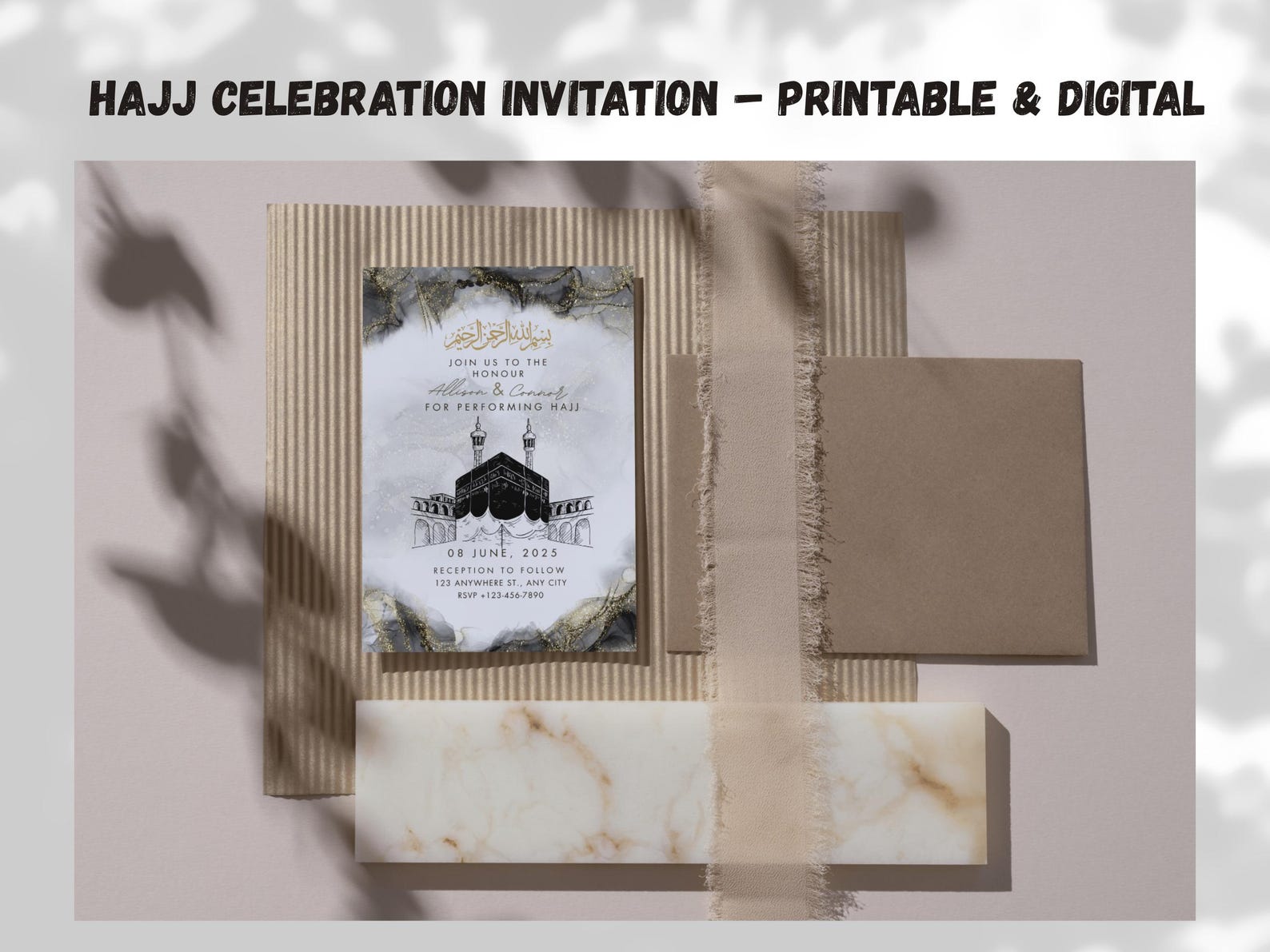 Editable Hajj Invitation Template This Hajj Mubarak Celebration Evite ...