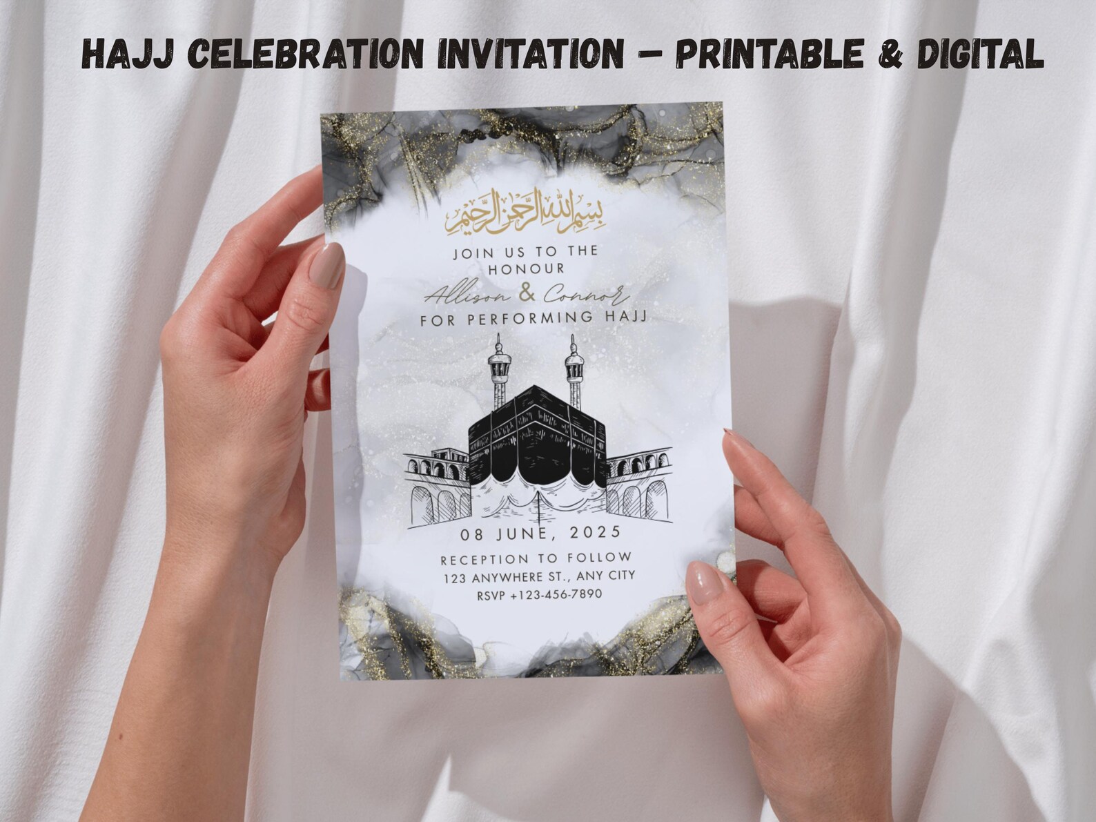 Editable Hajj Invitation Template This Hajj Mubarak Celebration Evite ...