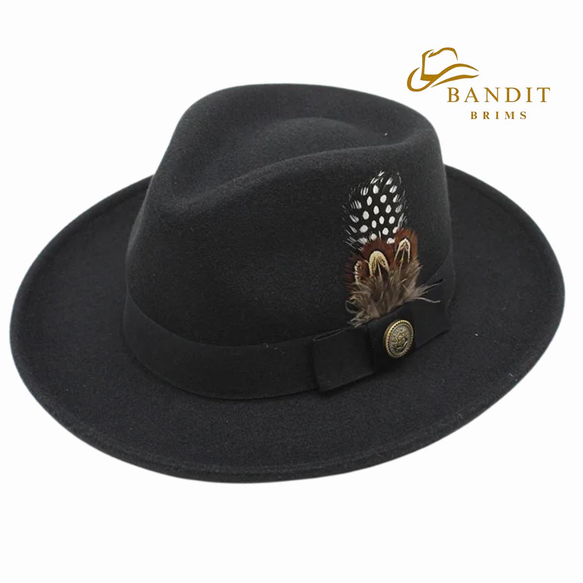 Men's Wool Felt Fedora Hat With Feather Band-classic Vintage Style - Etsy