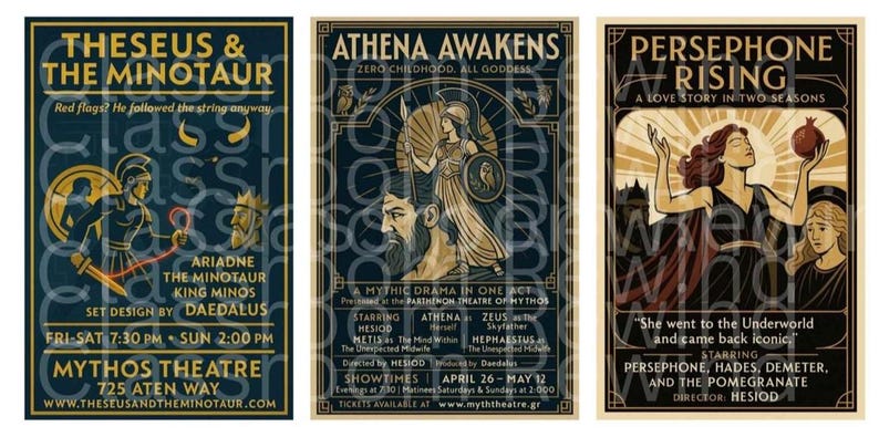 Greek Mythology Classroom Posters Bundle – 15 Vintage-style Theatre ...