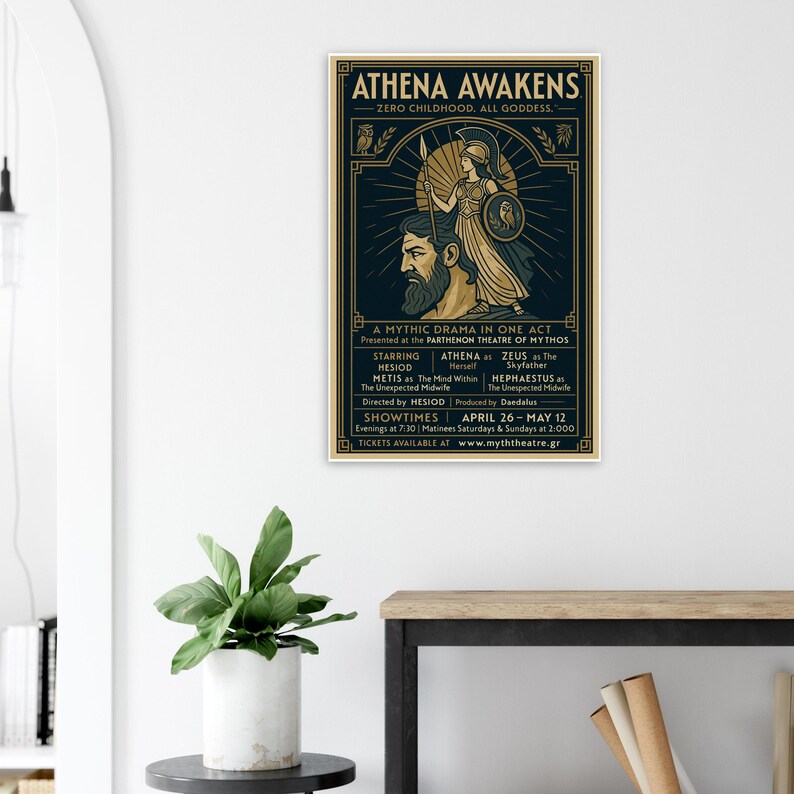 Athena's Birth: Greek Myth Art Deco Poster | Theatrical Classroom Decor ...