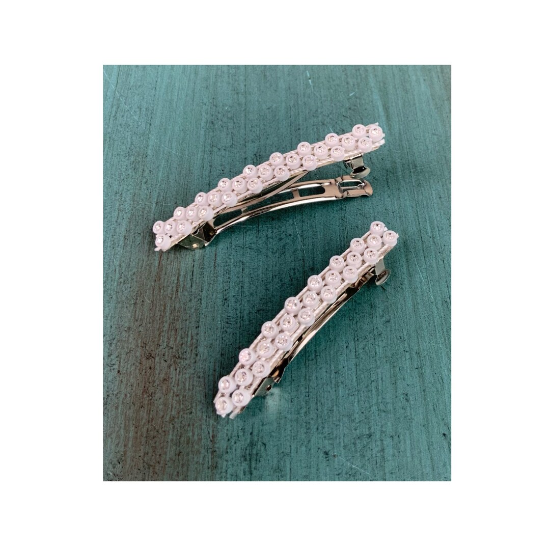 White and Clear Mini Barrette Set - Etsy