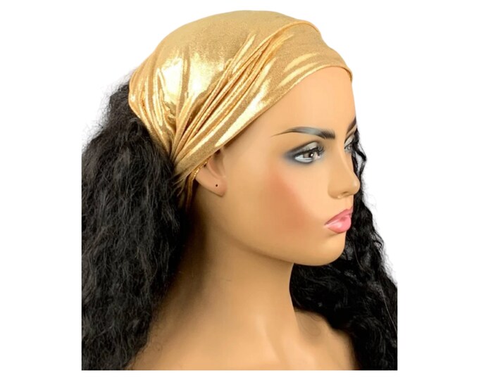 Metallic Gold Wide Scrunch Headband Scarf - Etsy