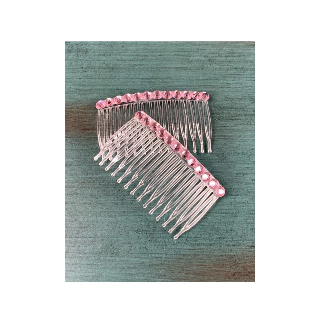 Light Pink Rhinestone Hair Comb Set: Handmade Classic Combs - Etsy