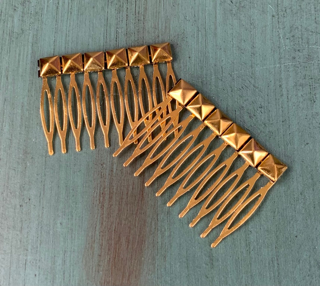 Gold Studded Hair Comb Set, Gold Metal Combs - Etsy
