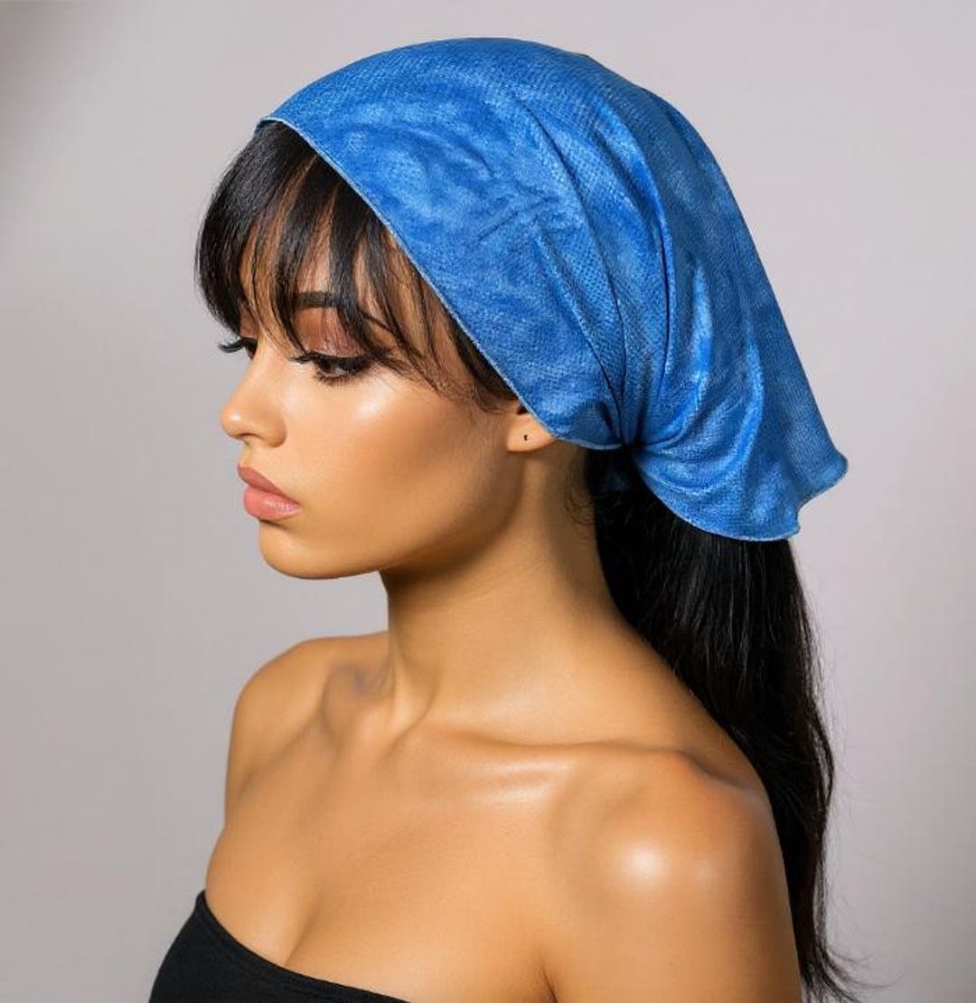 Blue Crinkle Tie Dye Stretch Bandana: Scarf Headband - Etsy