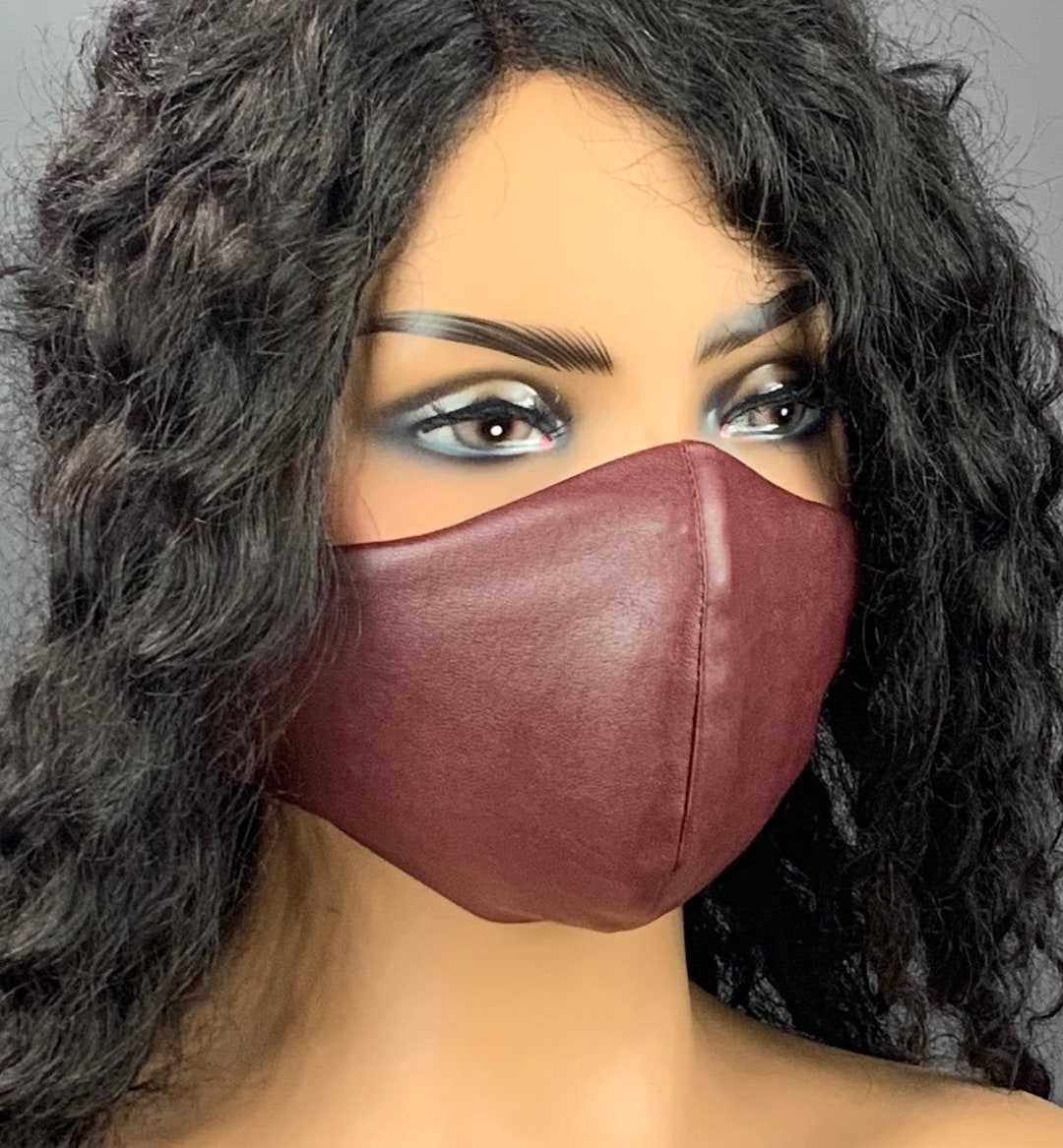 Burgundy Red Faux Leather Face Mask - Etsy