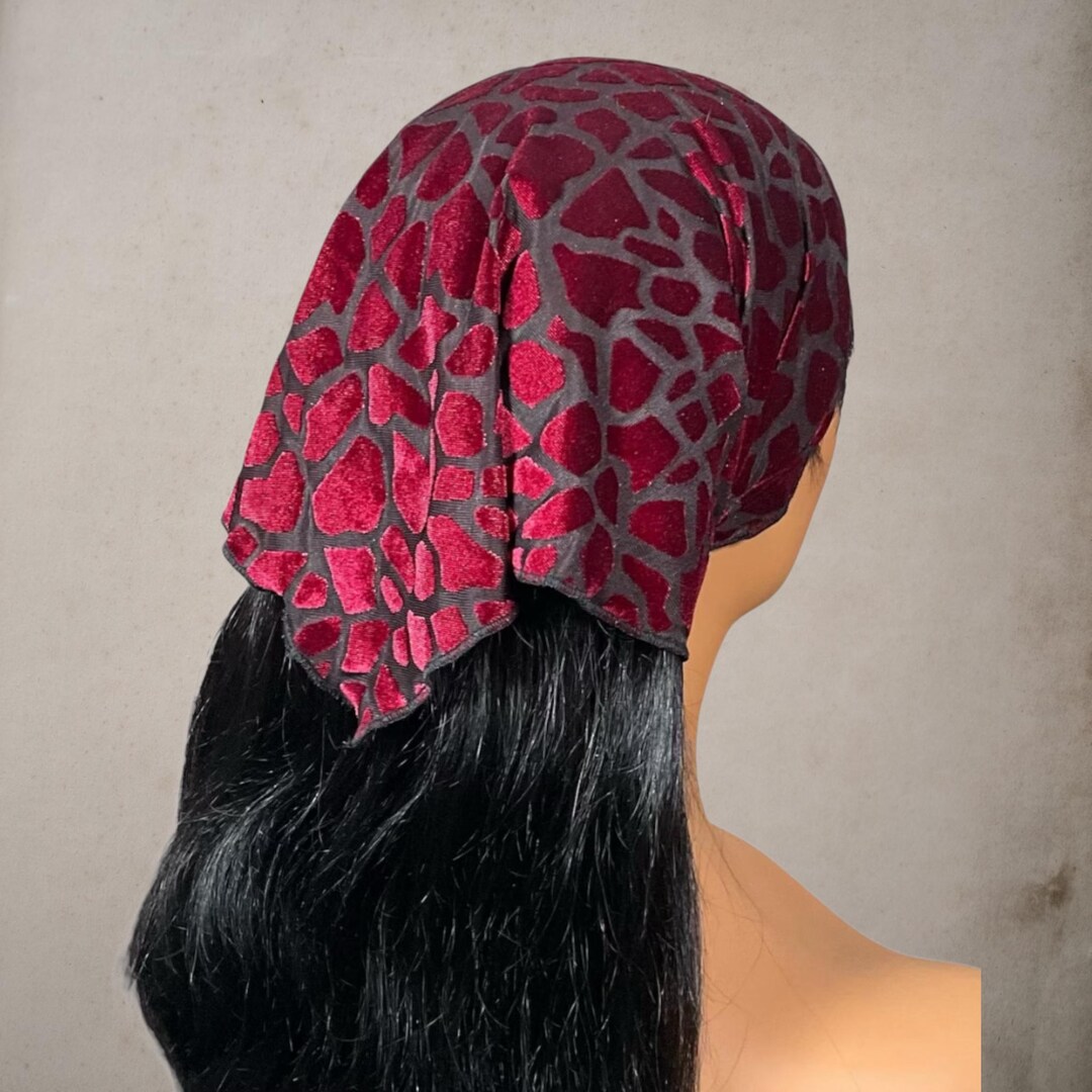 Red and Black Burnout Velvet Stretch Bandana - Etsy