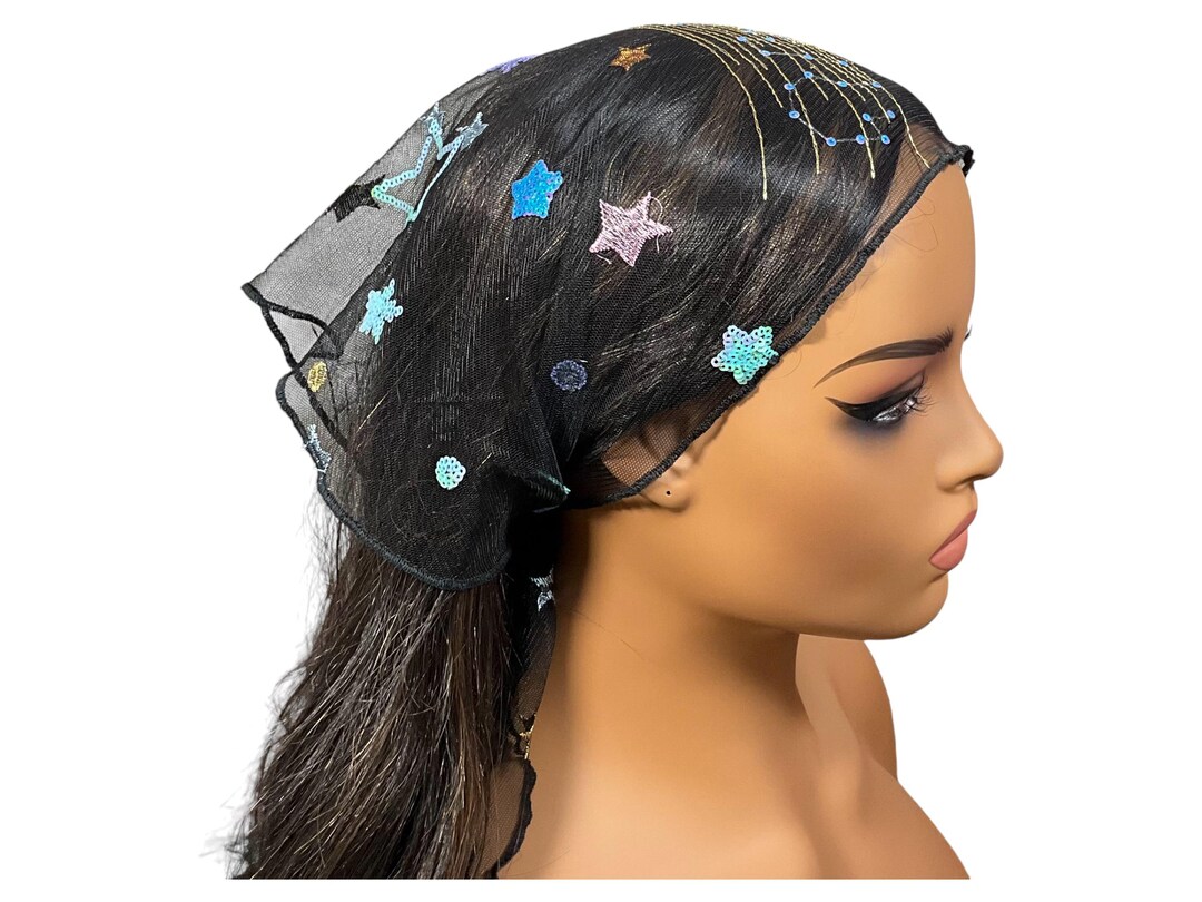 Black Sheer Star Bandana - Etsy