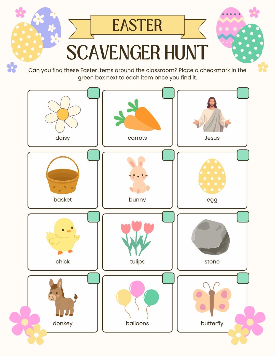 Christian Easter Scavenger Hunt Printable for Kids | Sunday School ...