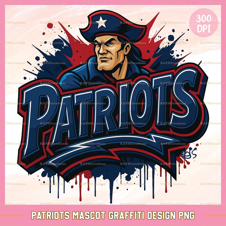 Patriots Graffiti Mascot Sublimation Design PNG - Football Mascot ...