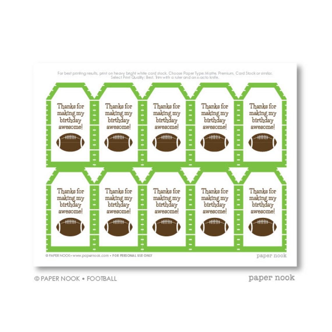 Football PRINTABLE Gift Tag - Etsy