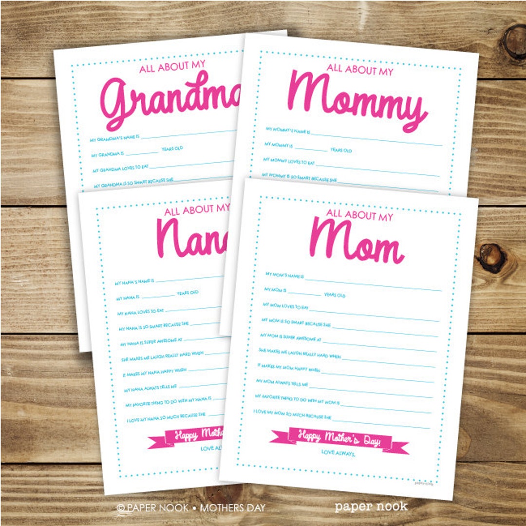 Mother's Day Questionnaire Fill in the Blank - PRINTABLE Instant ...