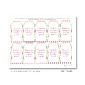 Chevron Rainbow Birthday PRINTABLE Gift Tag - Etsy
