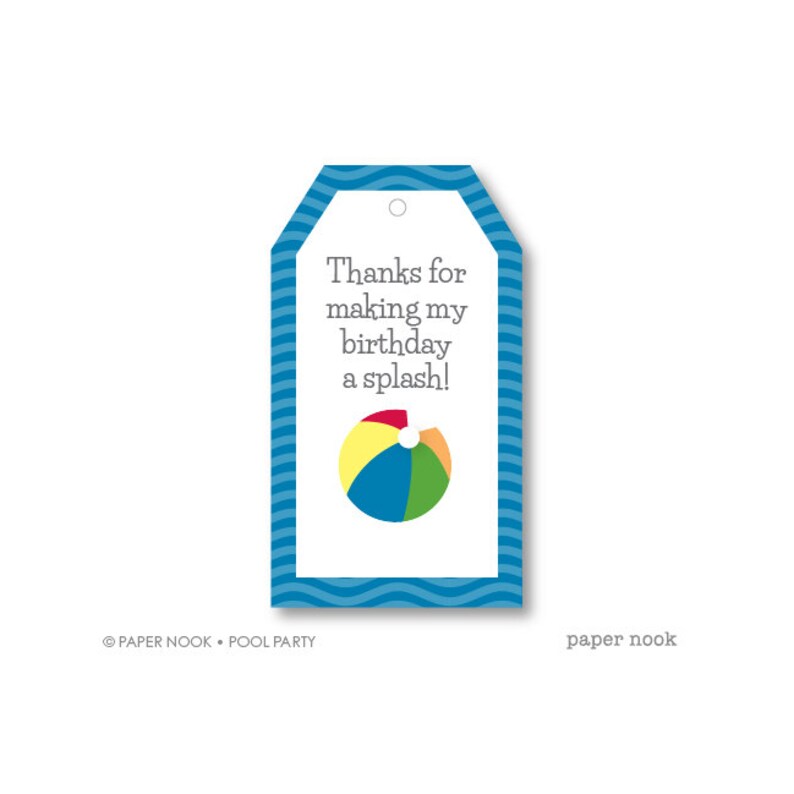Pool Party PRINTABLE Gift Tag - Etsy