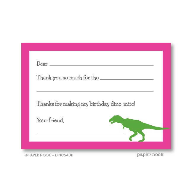 Dinosaur PRINTABLE Fill-in-the-blank Thank You Note - Etsy