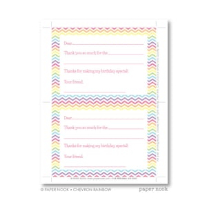 Chevron Rainbow PRINTABLE Fill-in-the-blank Thank You Note - Etsy