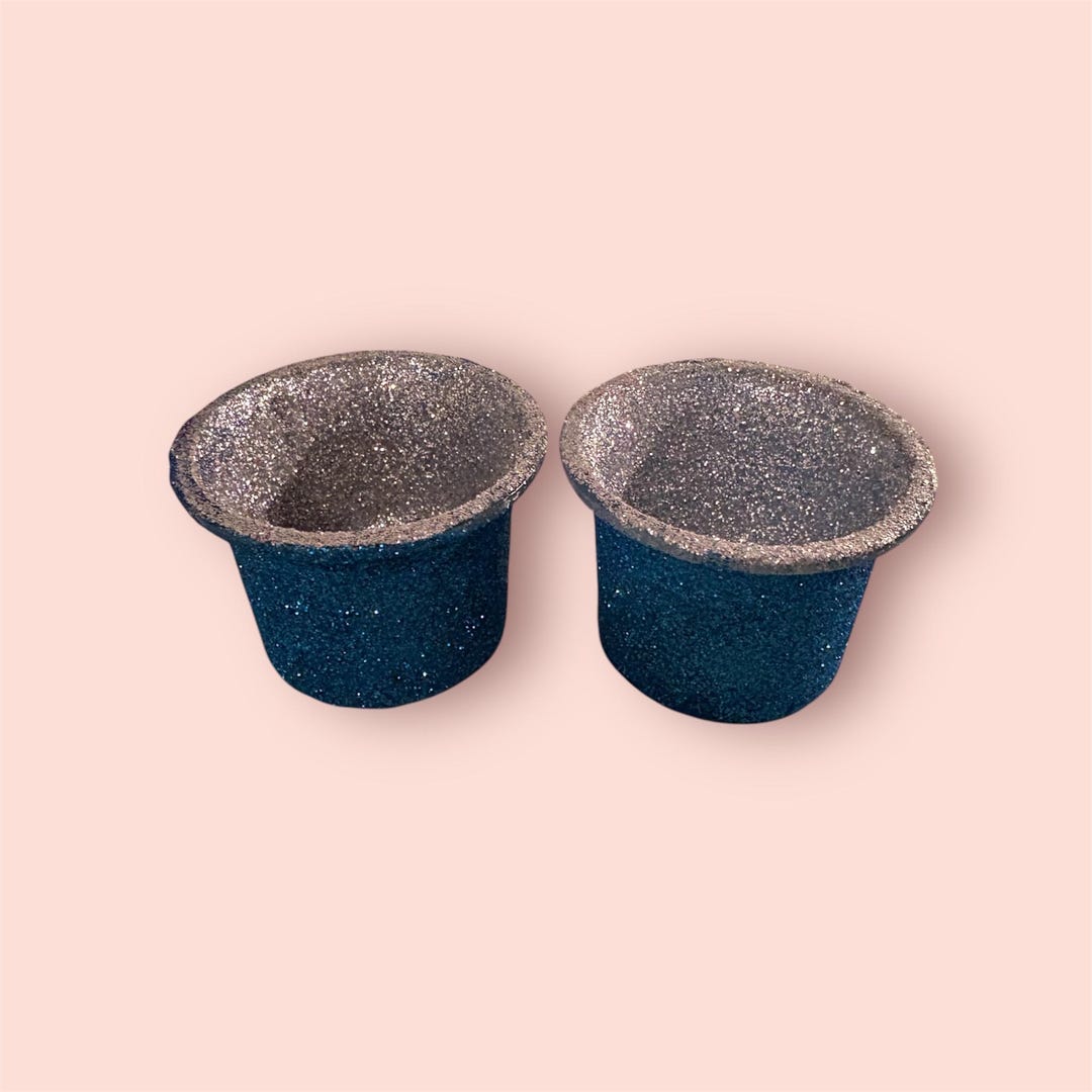 Twin Set of Stunning Royal Blue/silver Glittered Tealight Candle ...