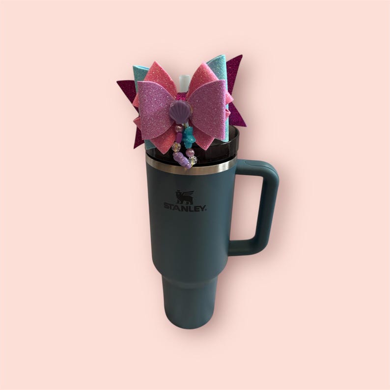 Stanley Tumbler 40oz -under the Sea Glitter Bow| Straw Topper|nautical ...