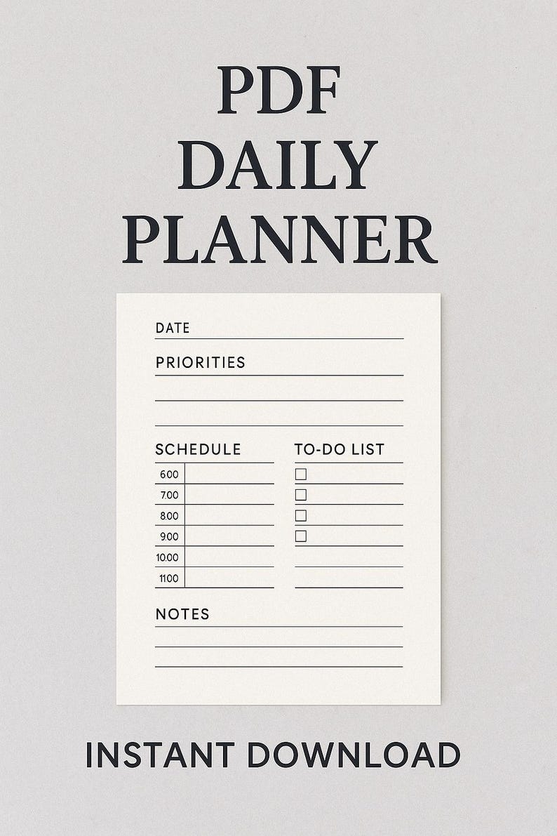 Daily Planner Printable PDF | Time Block Schedule & To-do List ...