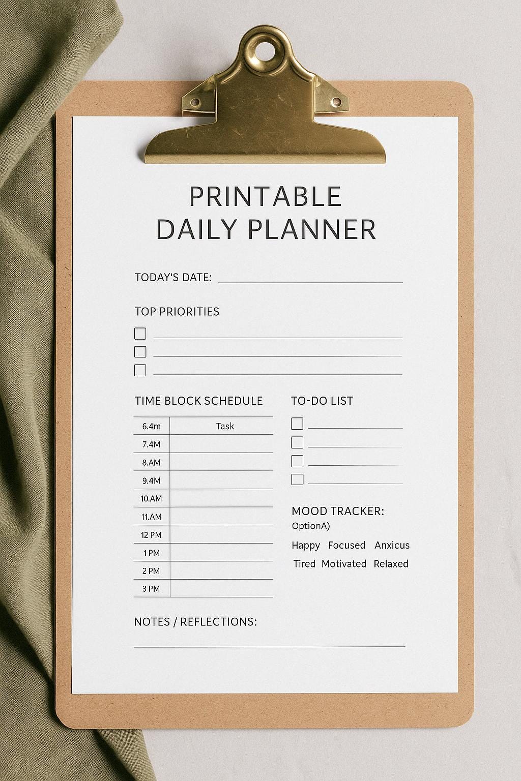 Daily Planner Printable PDF | Time Block Schedule & To-do List ...