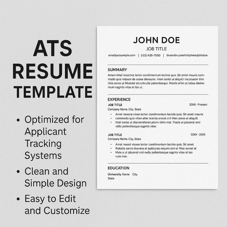 Modern Resume Template | Ats-friendly CV | Editable in Word & Canva ...