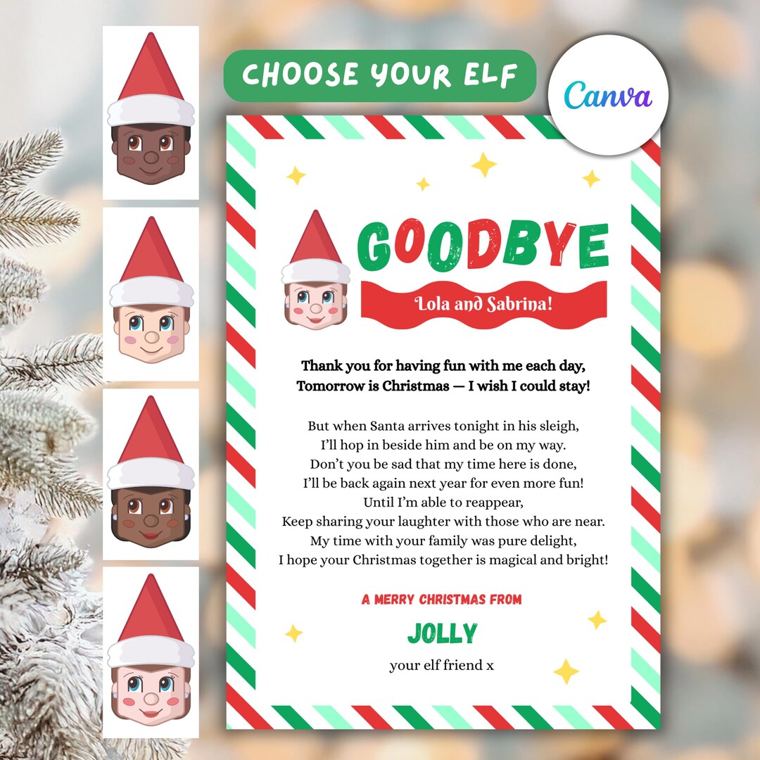 Elf Goodbye Letter, Last Day Poem, Departure Note (instant Download ...