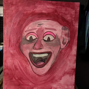 Expressionist Red Face Art Print | Surreal Screaming Portrait Canvas ...