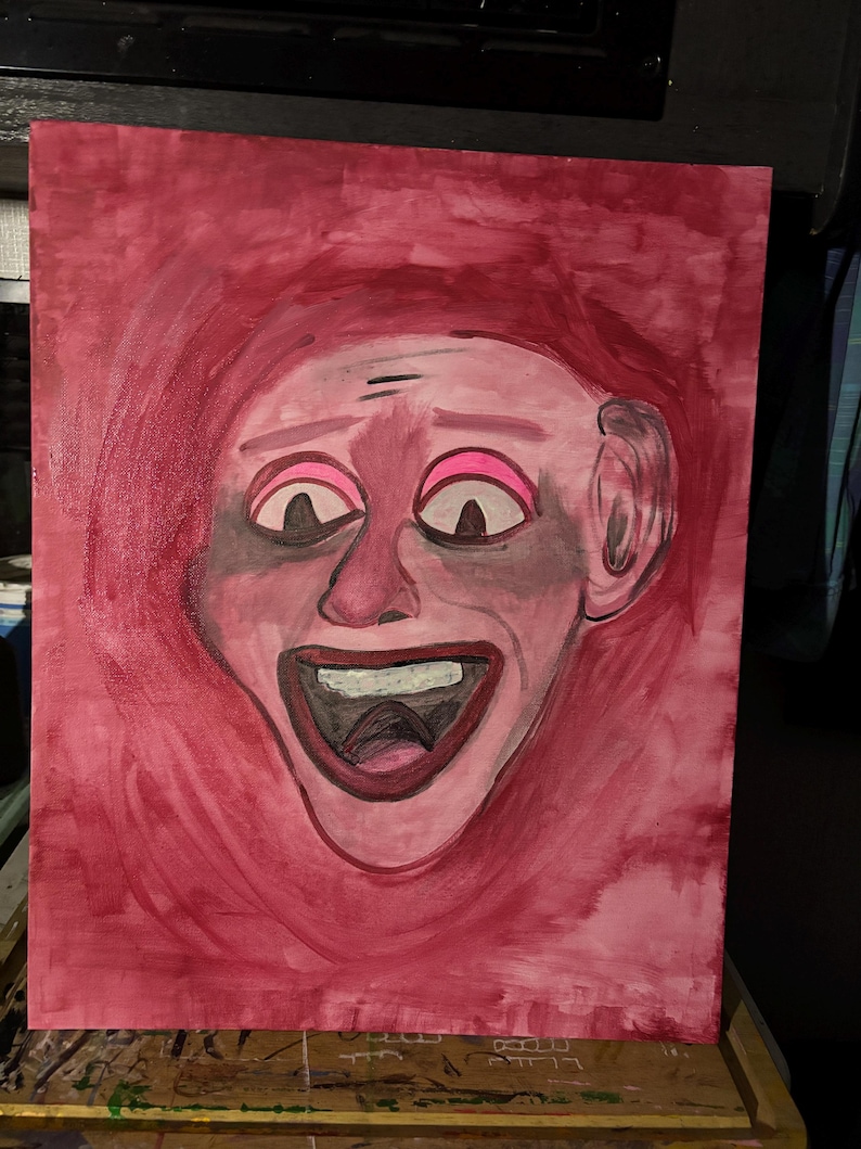 Expressionist Red Face Art Print | Surreal Screaming Portrait Canvas ...