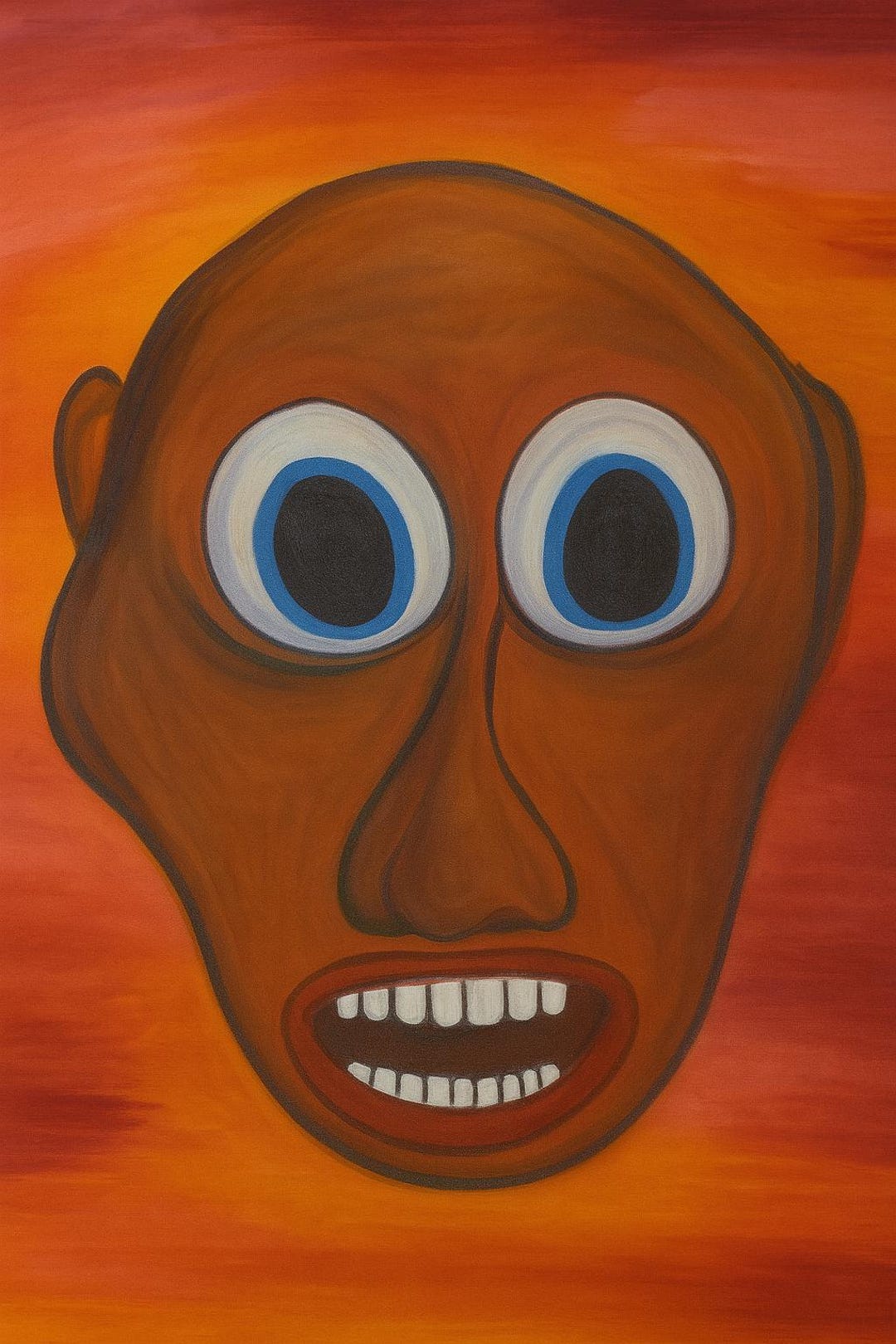 Expressionist Face Painting – Surreal Big Eye Wall Art on 16x20 Canvas ...