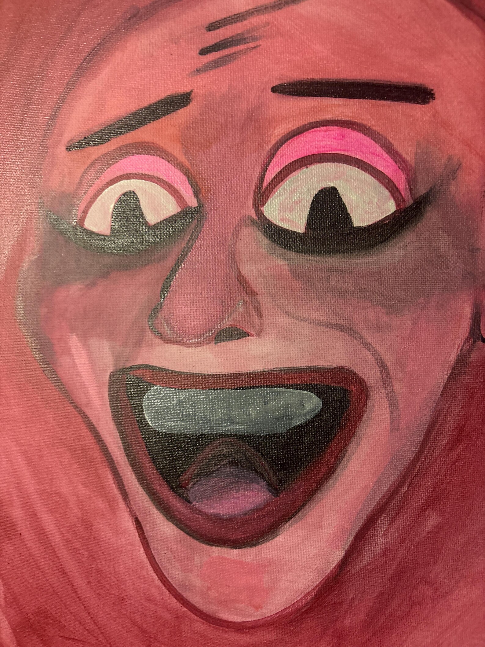 Expressionist Red Face Art Print | Surreal Screaming Portrait Canvas ...