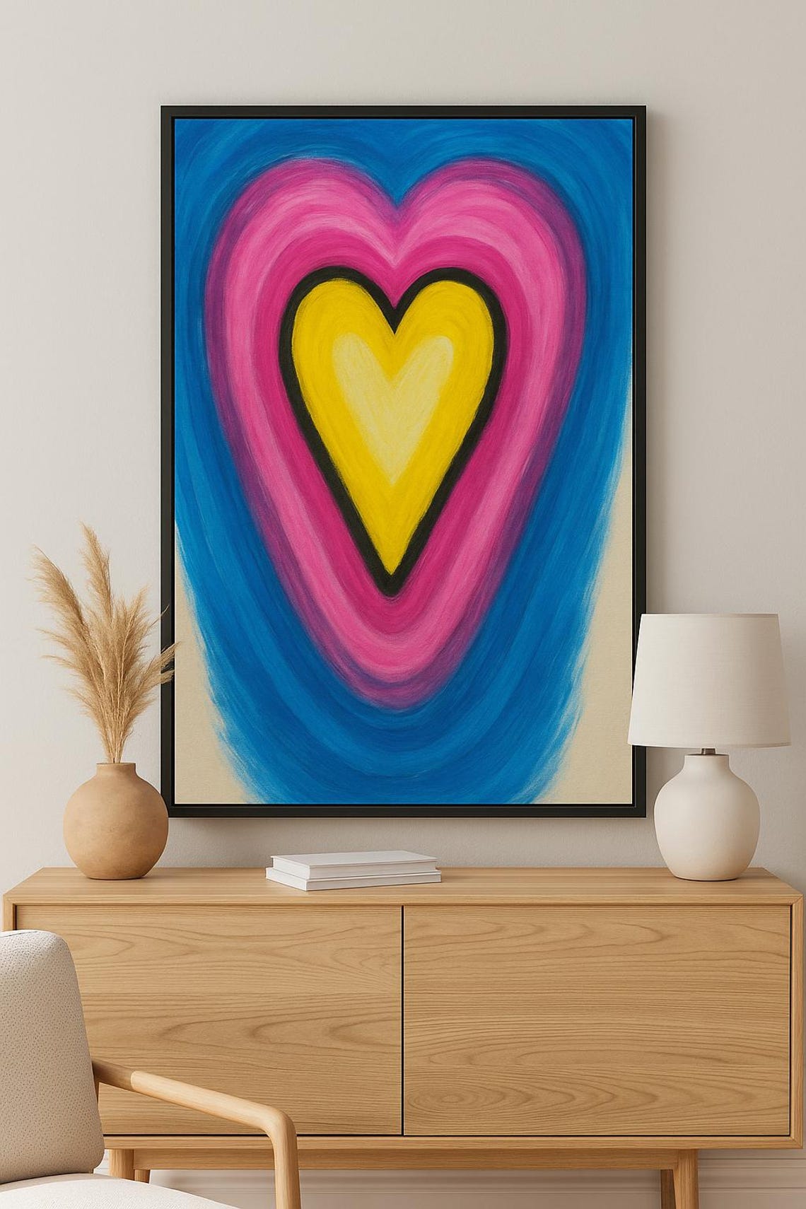 ABSTRACT ART. Radiant Heart Abstract Canvas Art – Colorful Modern Wall ...