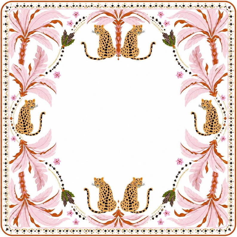 Custom Pink Palm Tree Leopard Mahjong Mat, Grandmillennial Safari Game ...