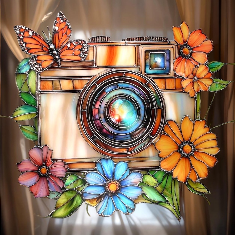 Camera ACRYLIC Suncatcher - Stained Glass Effect Window Hanging ...