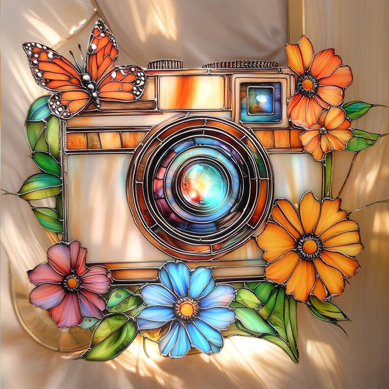 Camera ACRYLIC Suncatcher - Stained Glass Effect Window Hanging ...