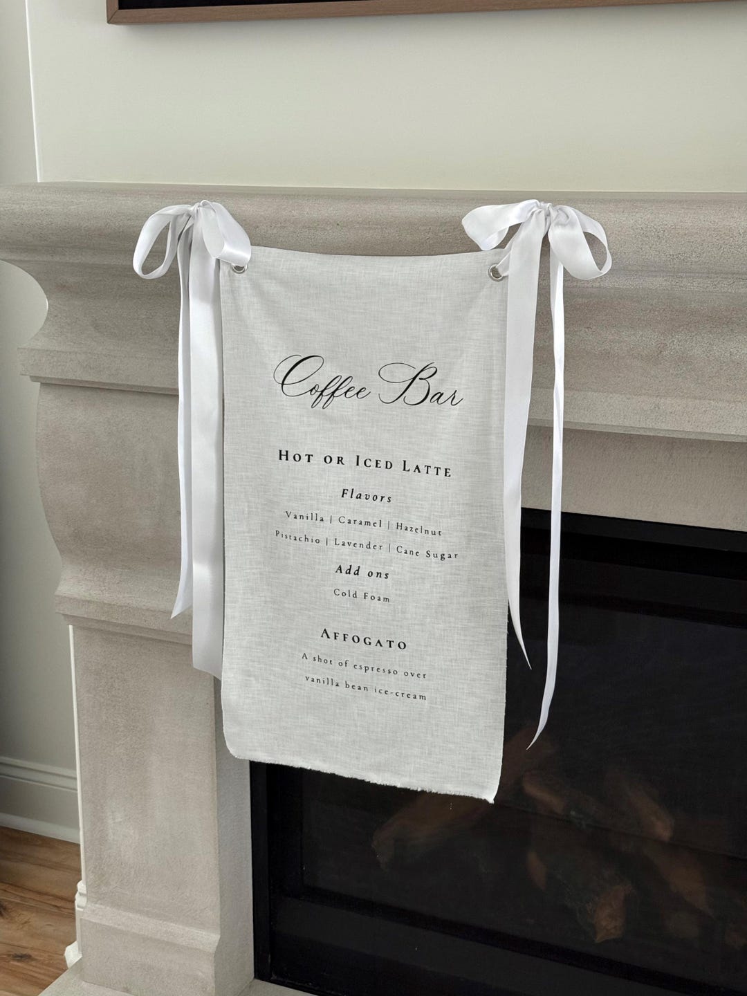 Custom Linen Coffee Bar Menu Sign: White Fabric, Personalized Text - Etsy