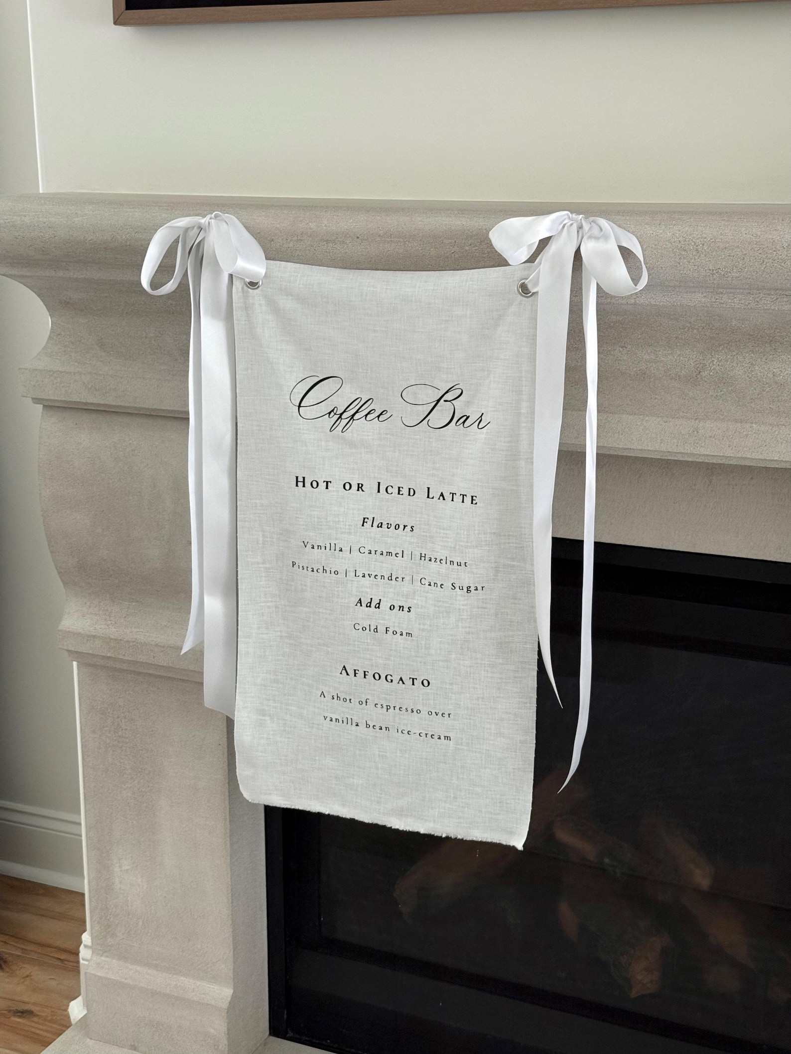 Custom Linen Coffee Bar Menu Sign: White Fabric, Personalized Text - Etsy