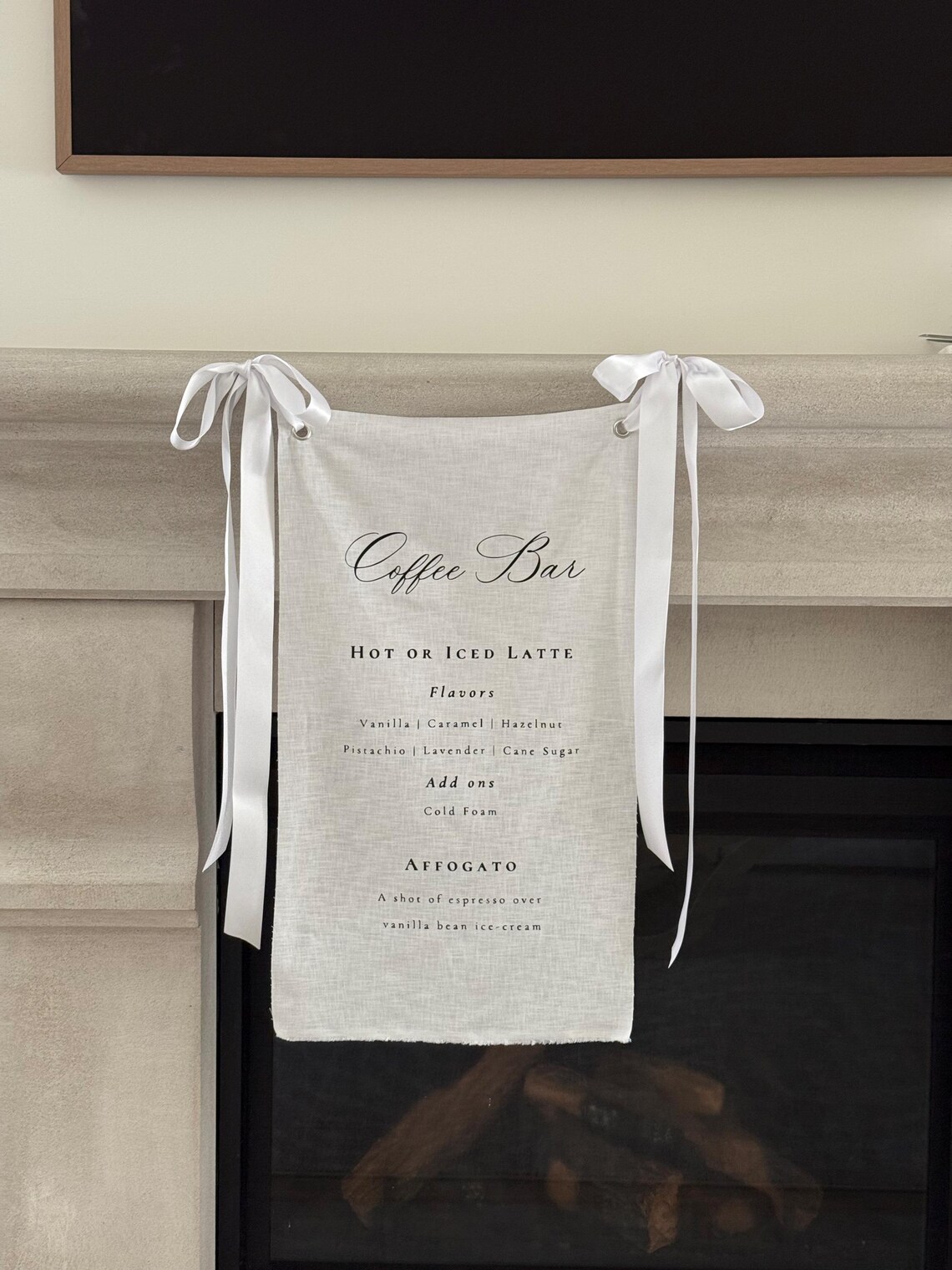 Custom Linen Coffee Bar Menu Sign: White Fabric, Personalized Text - Etsy