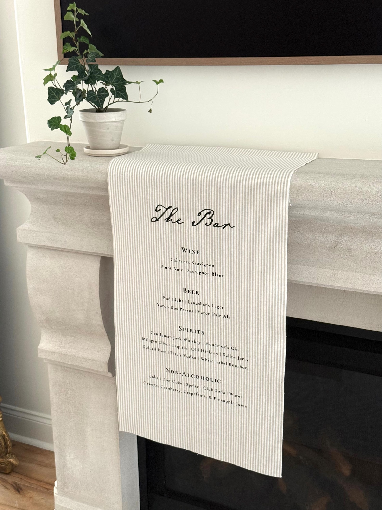 Striped Linen Sign, Custom Linen Bar Sign, Fabric Bar Sign, Bar Sign ...