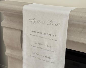 Custom Linen Bar Sign, Fabric Bar Sign, Wedding Bar Menu, Bar Sign ...