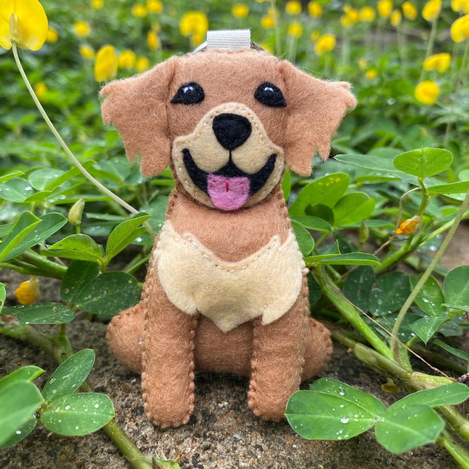 Handmade Felt Golden Retriever Keychain, Wool Felt Golden Retriever ...