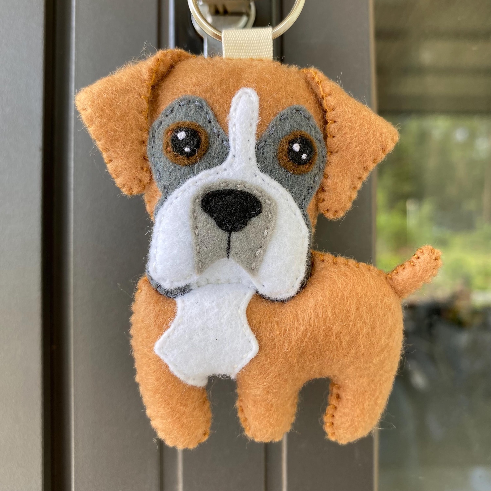 Handmade Felt Boxer Keychain, Wool Felt Boxer Dog Ornament, Boxer Gift ...