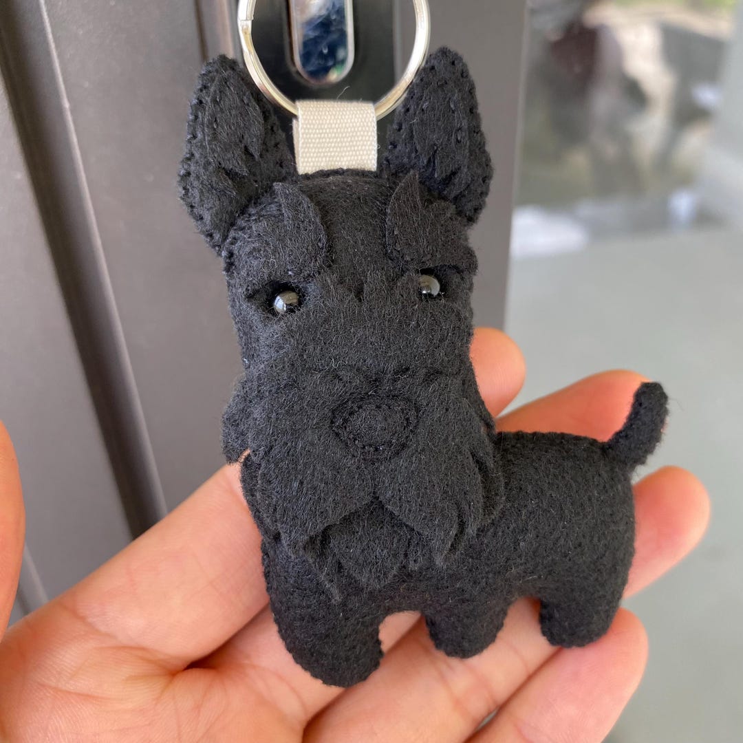 Handmade Felt Scottish Terrier Keychain, Wool Felt Scottish Terrier Dog ...