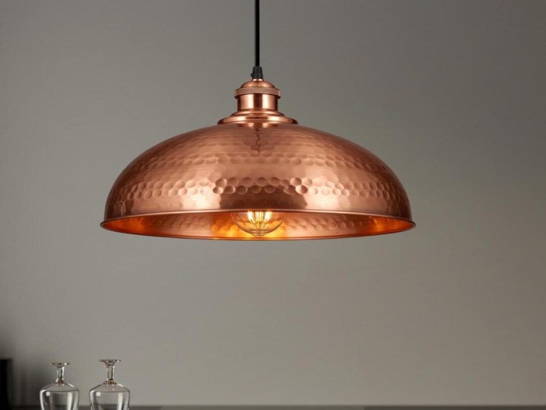 Copper Pendant Light, Copper Hanging Light Fixture, Oxidized Copper ...