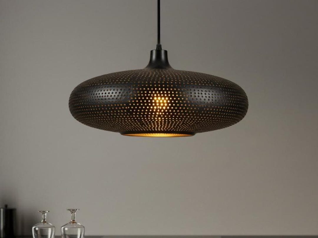 Handmade Moroccan Copper Pendant Light: Perforated Boho Ceiling Lamp - Etsy