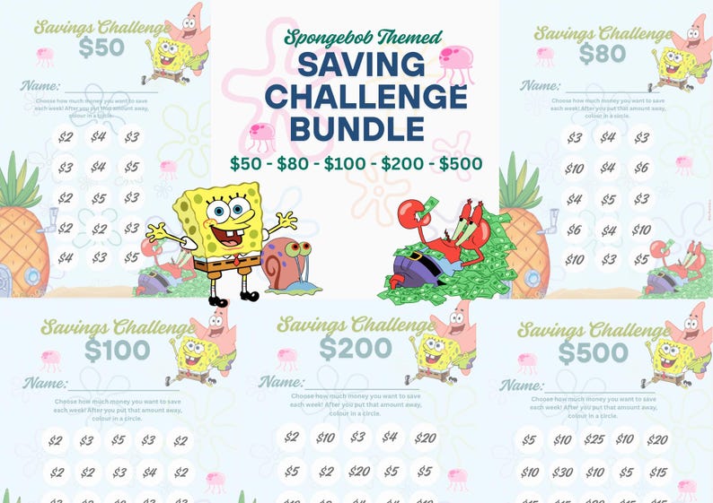 Spongebob Savings Challenge Bundle - Etsy