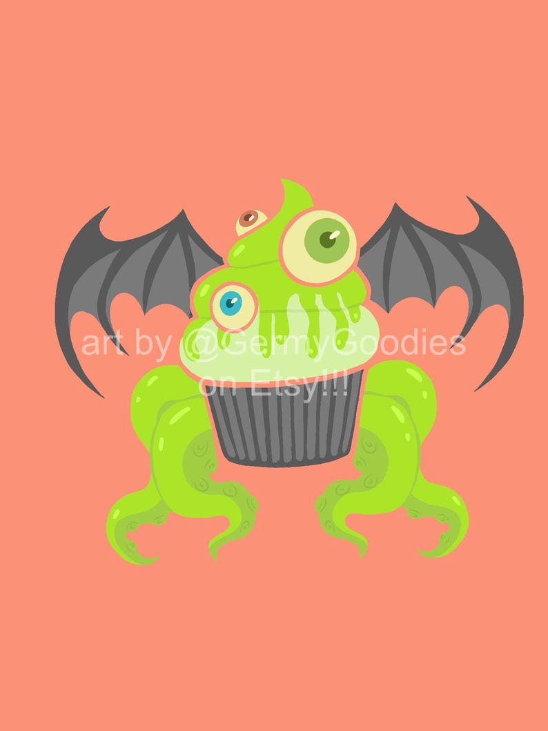 Monster Creepy Cute Dessert Pastel Pink Purple Green Orange Blue Goth ...