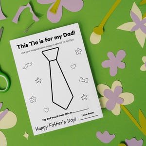 Father’s Day Coloring Page for Kids - Design a Tie Worksheet - DIY ...
